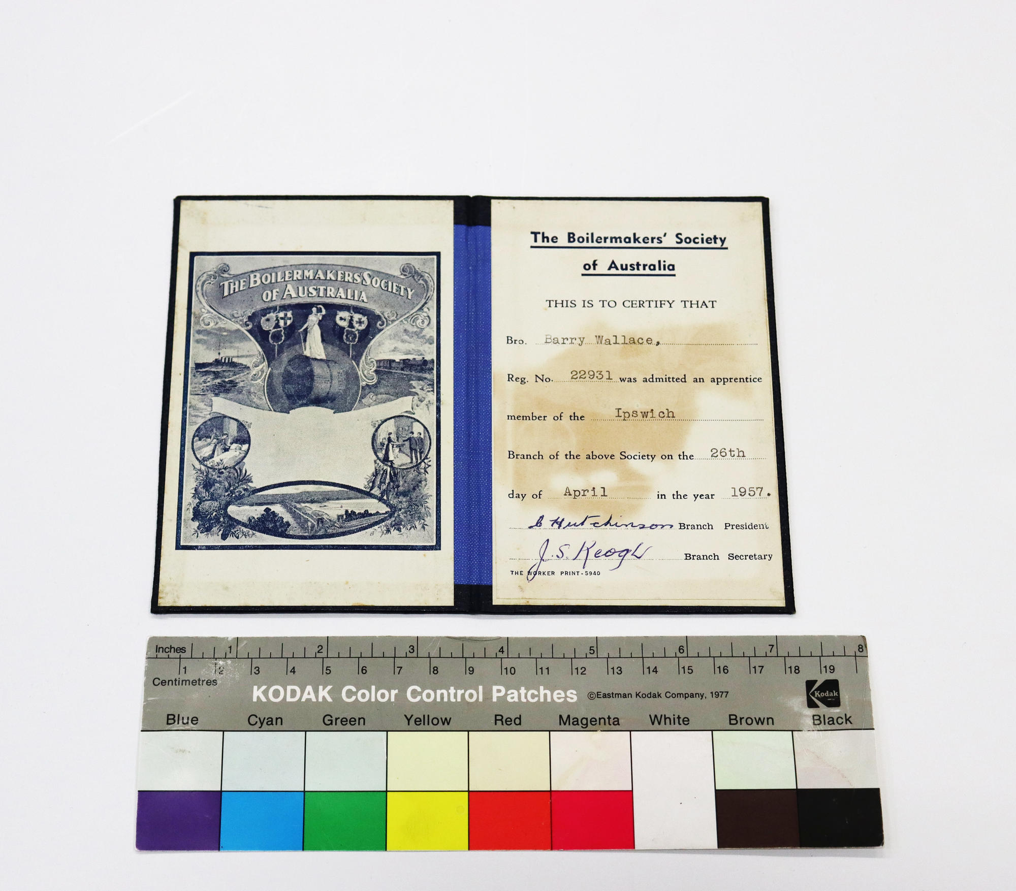 The Boilermakers' Society of Australia Initiation Card; R18913 ...