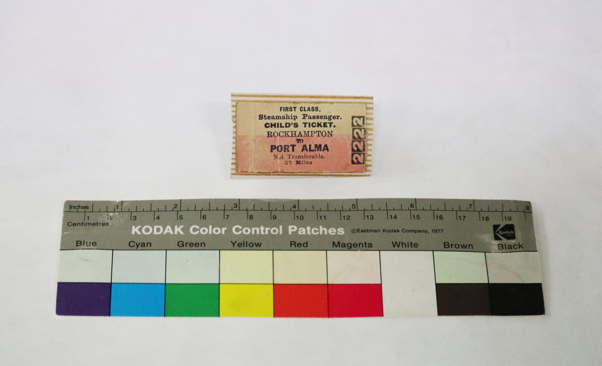 Ticket - Steamship Rockhampton to Port Alma First Class Child; R18862 ...